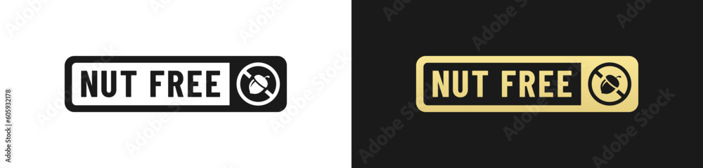 Nut free label or Nut free sign vector isolated in flat style. Best Nut ...