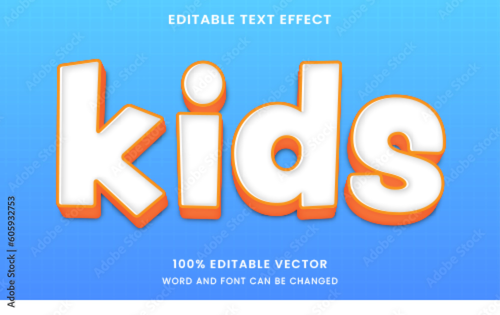 colorful cute kids playful tittle 3d graphic style editable text effect ...
