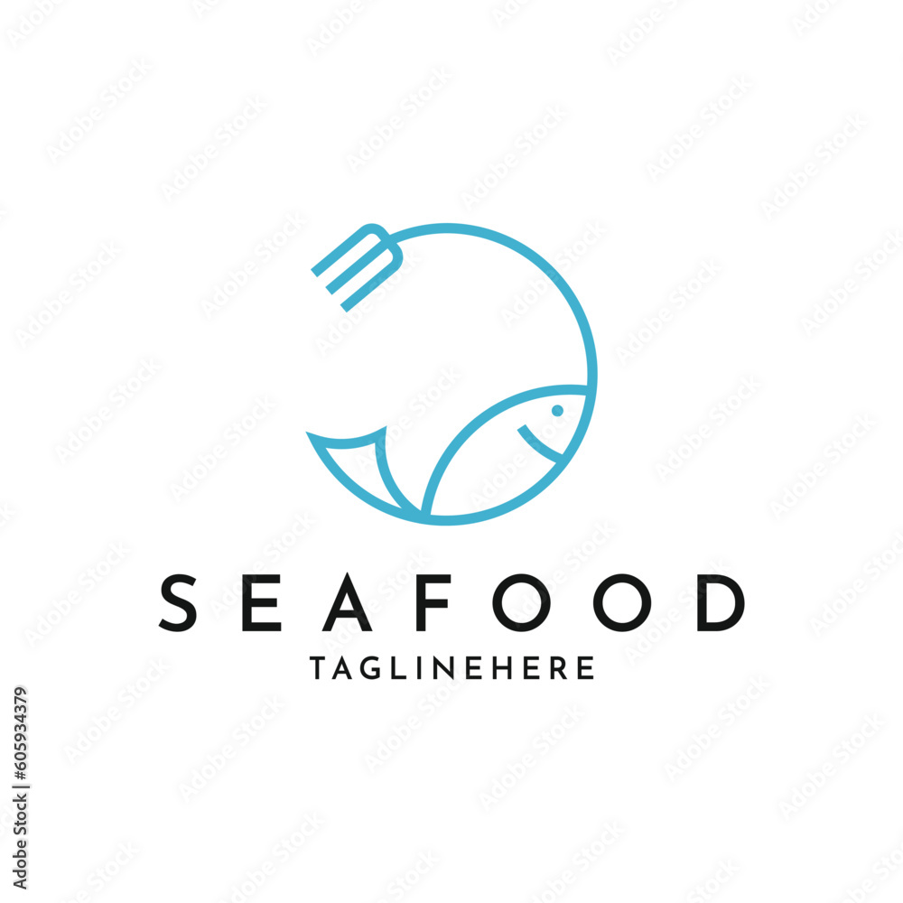 Elegant seafood logo design, simple and modern logo and fish icon for ...