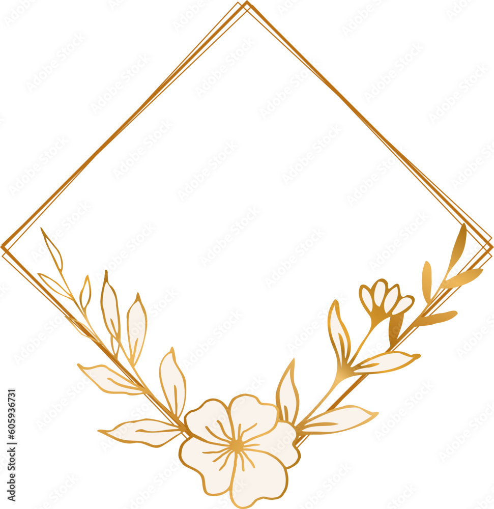 Elegant gold floral border for wedding invitation, thank you card, logo ...