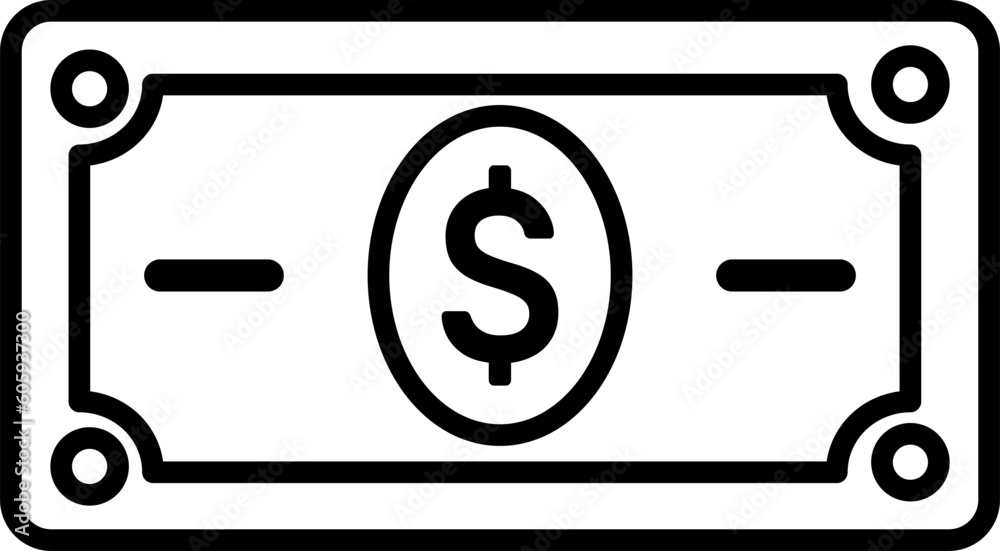Black And White Dollar Bill Clipart
