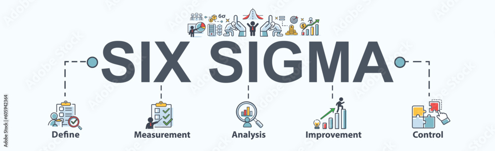 Lean six sigma banner web icon for business and process improvement ...