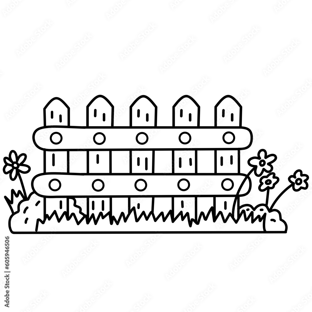 Fence vector illustration draw in hand drawn line design suitable for ...
