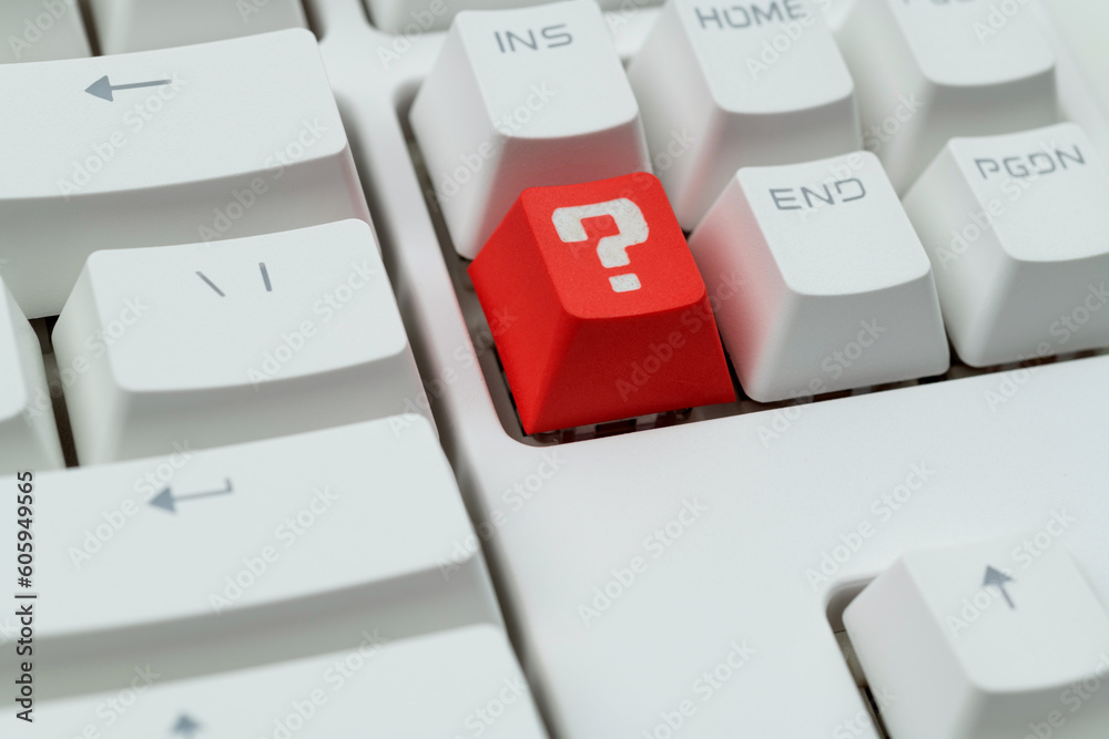 Modern keyboard with question mark button Stock Photo | Adobe Stock