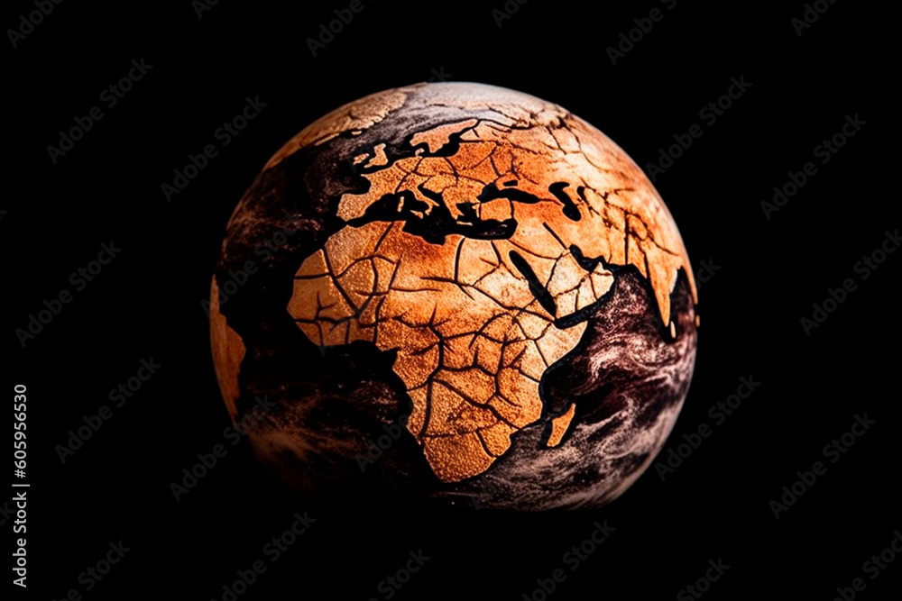 Globe of the Earth without water on black background created with ...