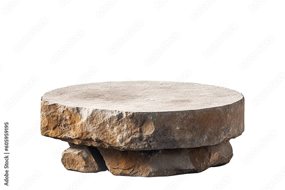 Stone round podium rock , transparent background, PNG ,Generative AI ...