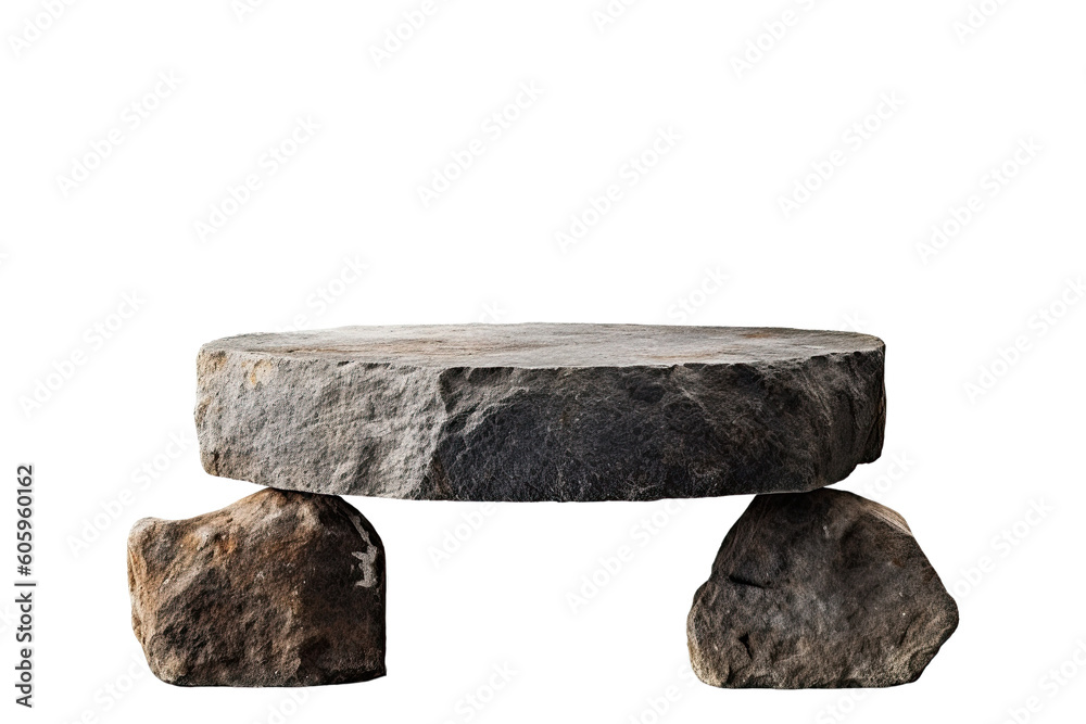 Stone round podium rock , transparent background, PNG ,Generative AI ...