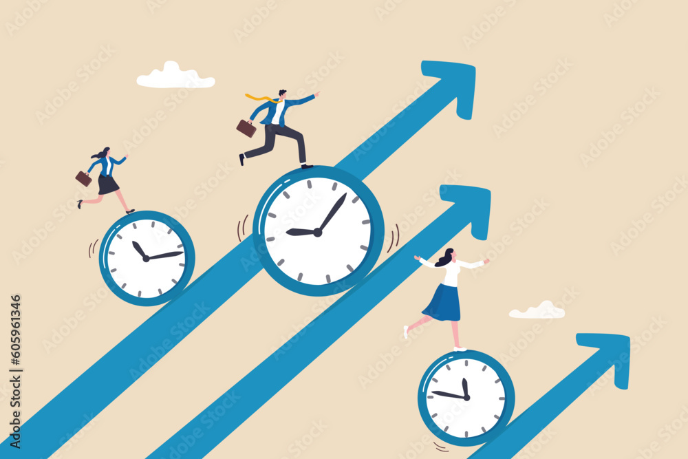 Time management, effort or efficiency boost, productivity to finish ...