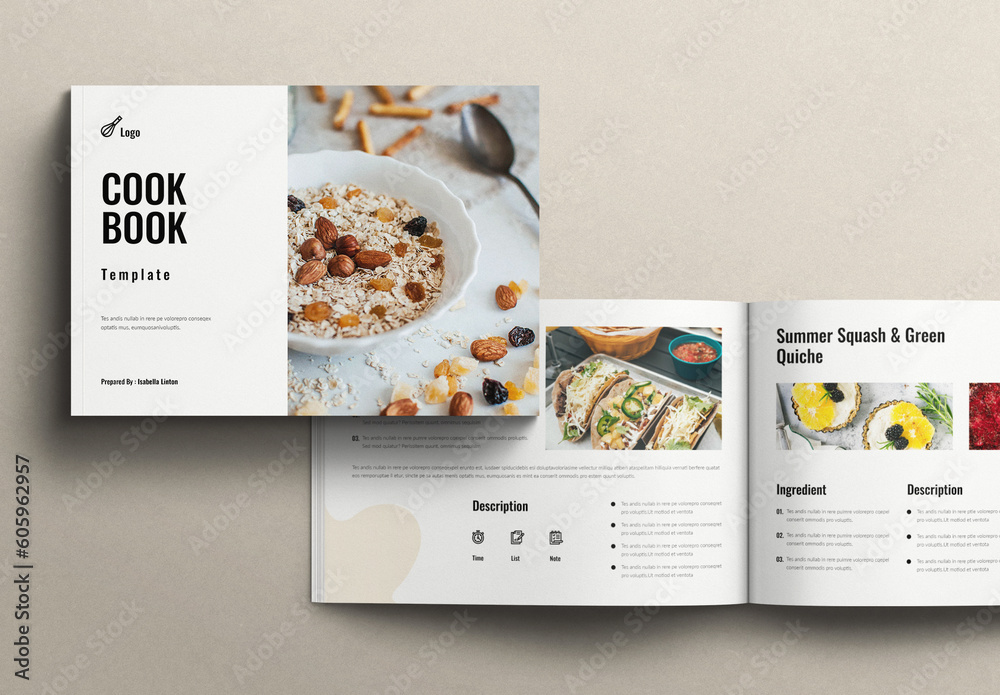 CookBook Template Landscape Stock Template | Adobe Stock
