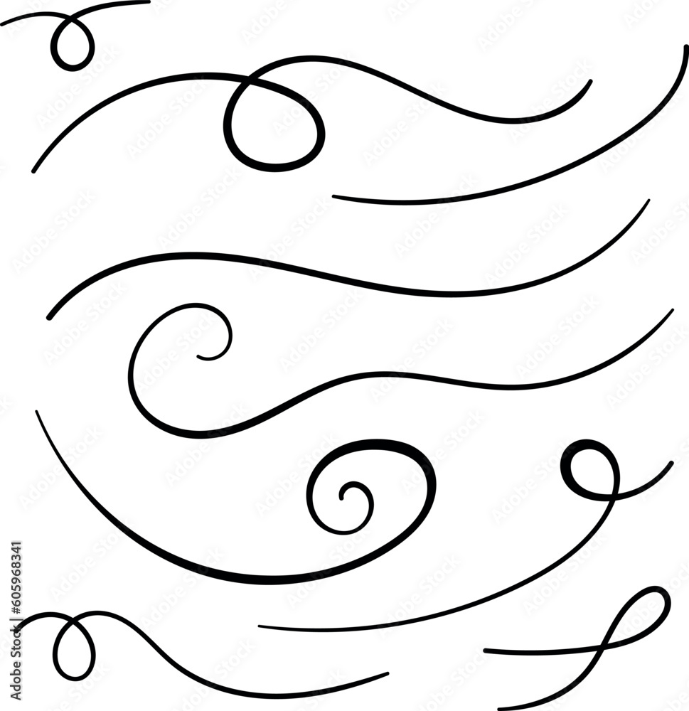 Swoosh line vector, underline swish, stroke swash swirl, curly hand ...