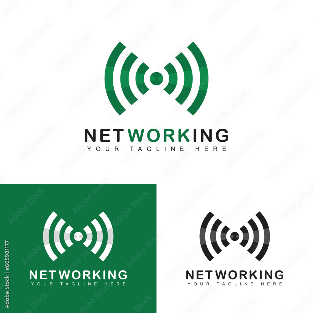 Wireless Signal logo design template. Tenda network Wifi, radio waves ...