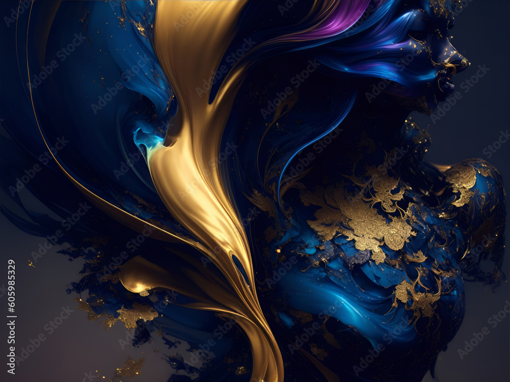 Elegant Gold and Royal Blue abstract background, 3D Textured, With ...