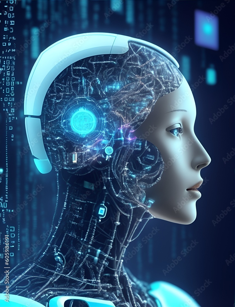 Artificial intelligence. AI. Abstract digital human face AI. Human face ...