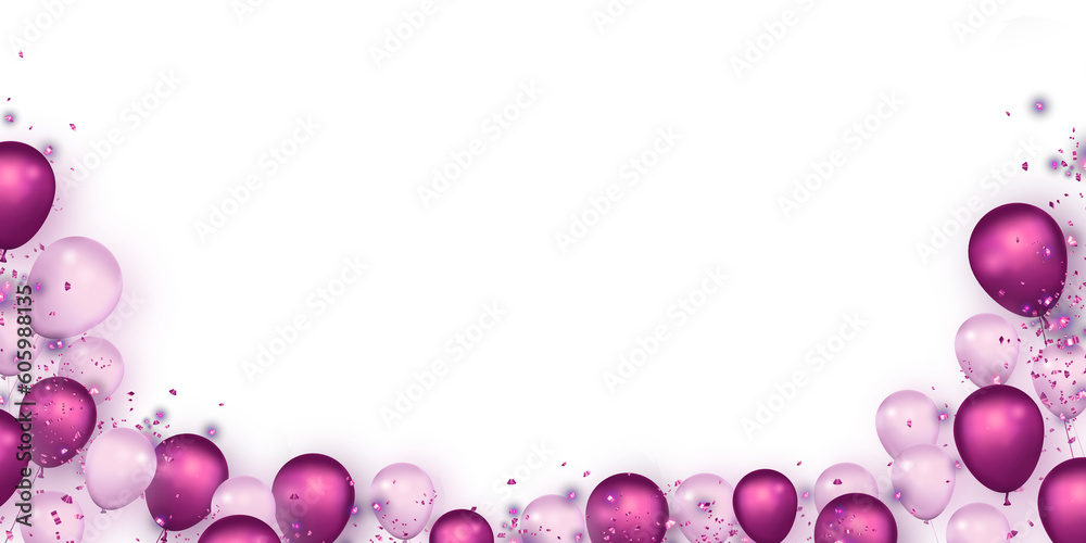 Balloon decoration in bottom side isolated on transparent background in ...