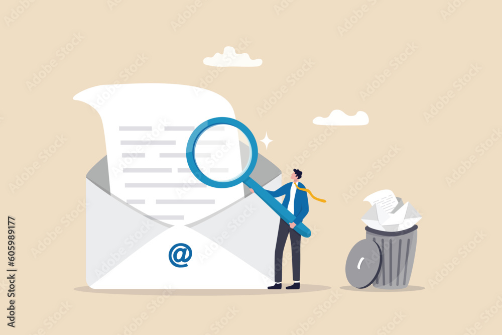 Email scan for cyber security, data protection or junk mail, online ...