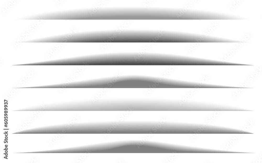 Vector shadows set. Page dividers on transparent background. Realistic isolated shadow. Vector ...