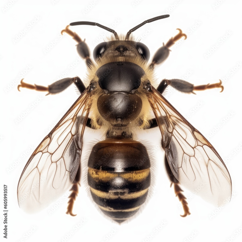 bee top view isolated on transparent background cutout Stock ...
