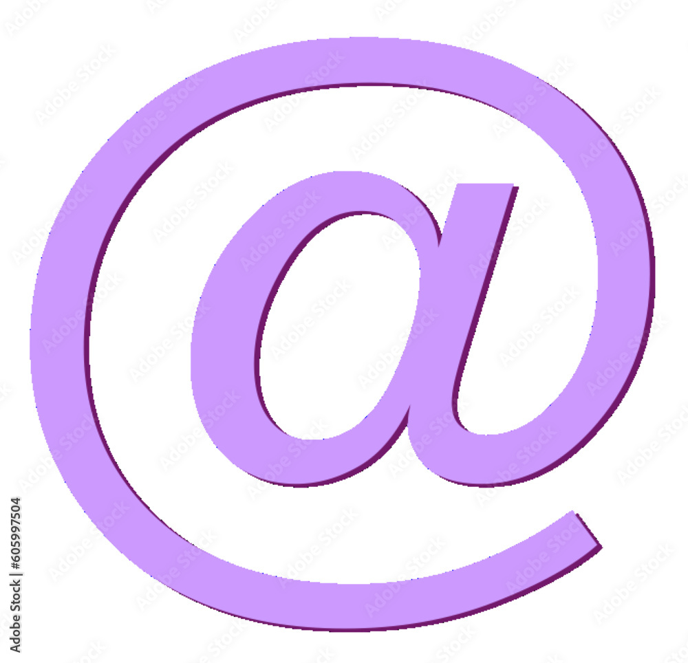 At - @ - font symbol - violet color - for website, email, presentation ...