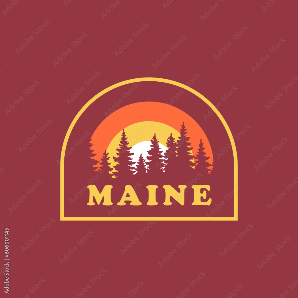 Maine nature vintage logo vector concept, icon, element, and template ...