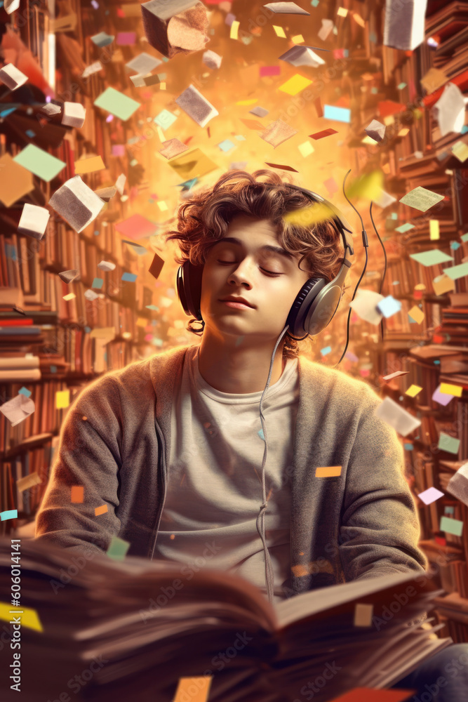 Generative AI - Student depicting the stress and overload of studying ...