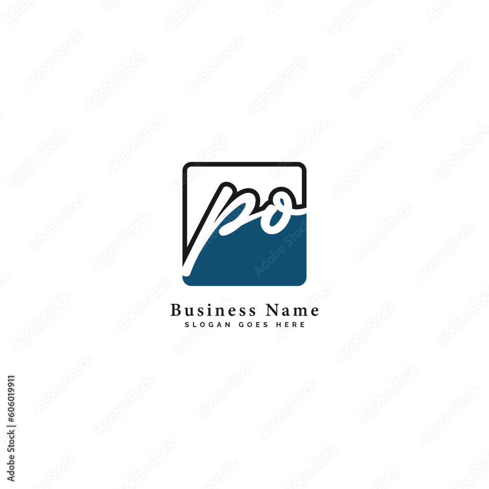 P, O, PO Initial letter handwritten and signature vector image template ...