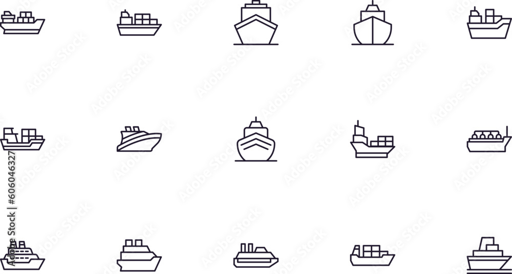 Ship concept. Collection of ship high quality vector outline signs for ...