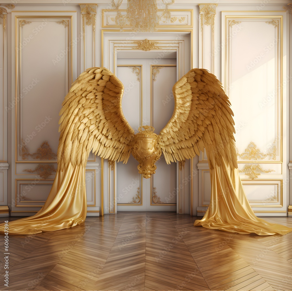 Digital Backdrops, yellow/gold angle wings Room Backgrounds Stock ...