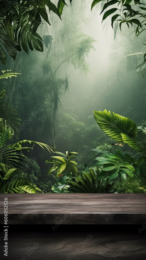 Jungle podium vertical background created with generative Ai ...