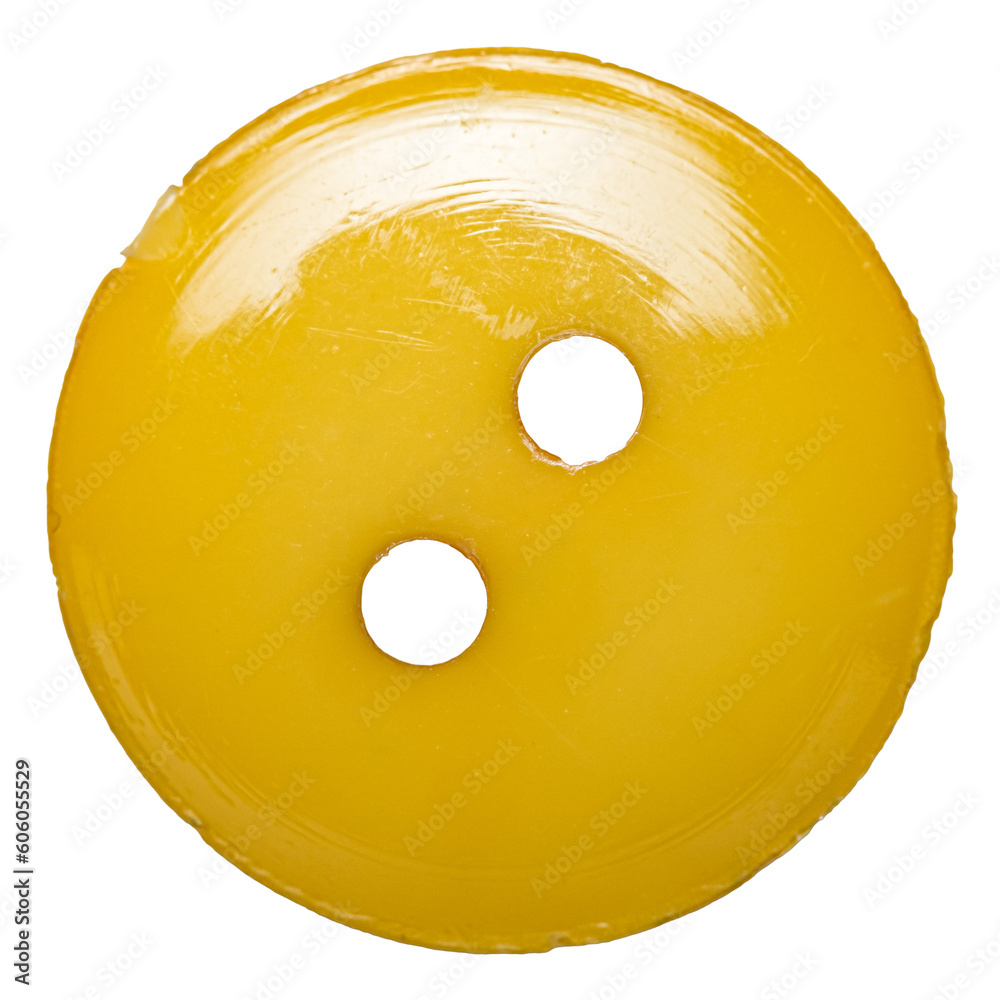 One single yellow button isolated on white or transparent background ...