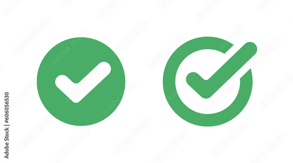 Check mark tick icon green vector graphic pictogram, simple right checkmark approve correct sign ...