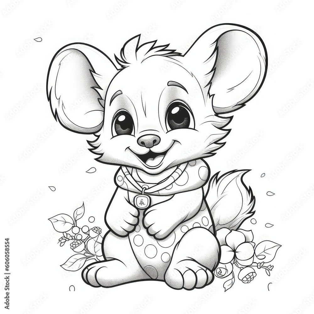Animal coloring book, coloring page on white background Stock ...