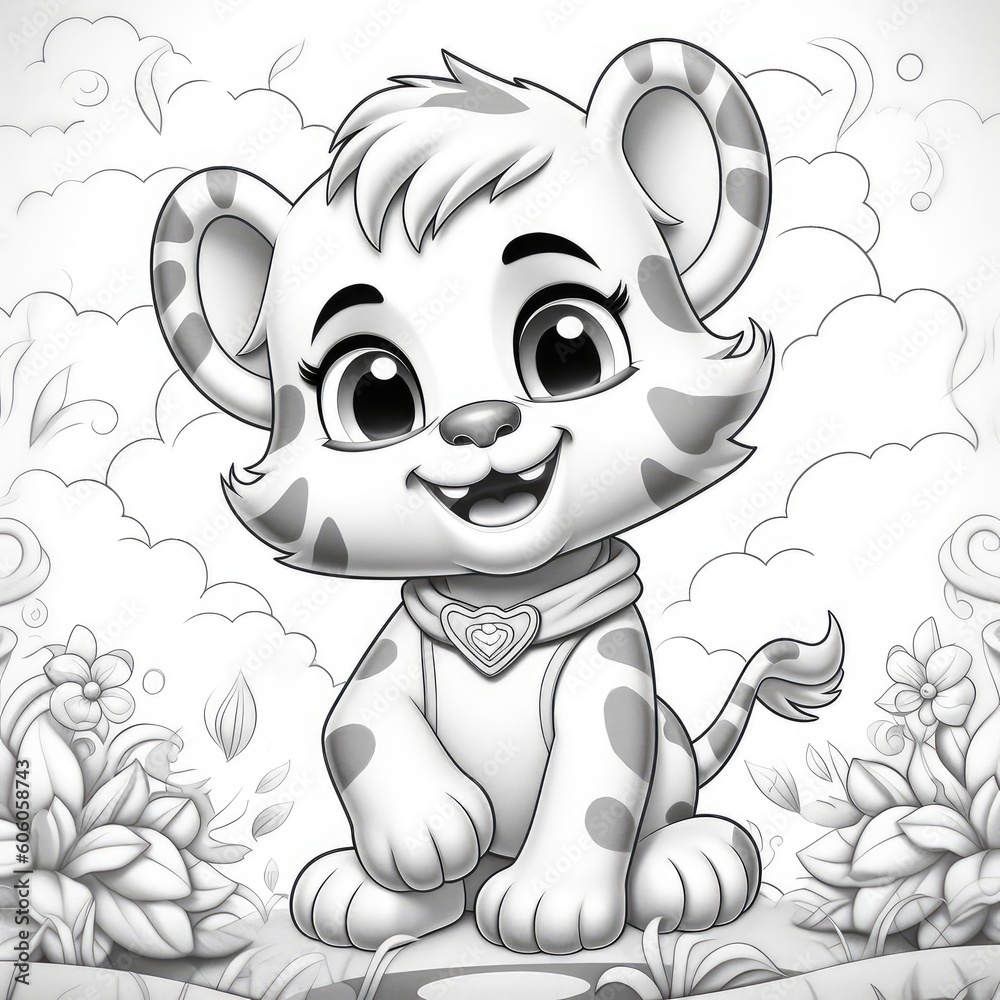 Animal coloring book, coloring page on white background Stock ...