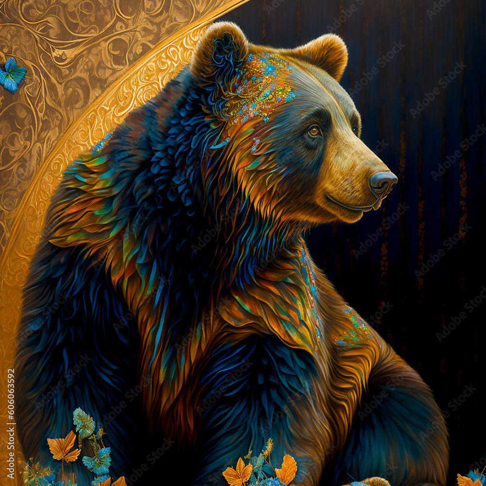Traditional Russian Bear Painting. Generative AI. A digital painting of ...