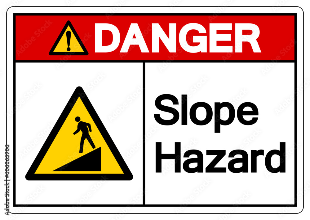 Danger Slope Hazard Symbol Sign,Vector Illustration, Isolate On White ...