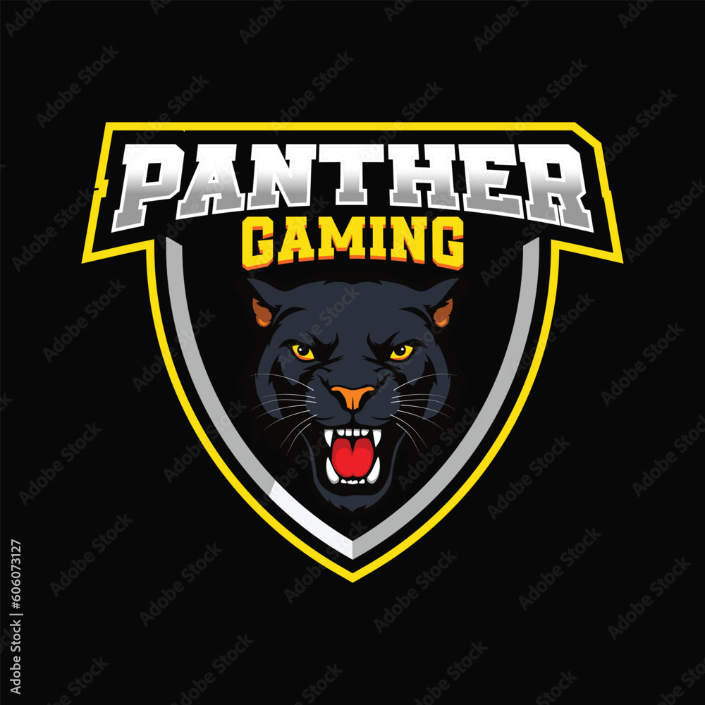 Panther gaming esports and mascot logo template, editable text, sports ...