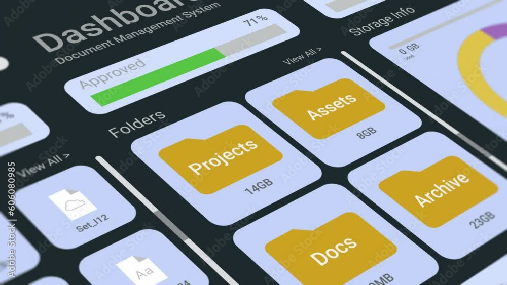 dashboard document management system software, charts and statistics on ...