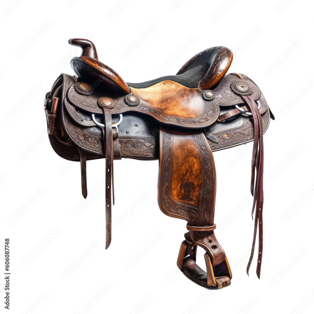 an authentic Western saddle with Latigo leather and various color ...