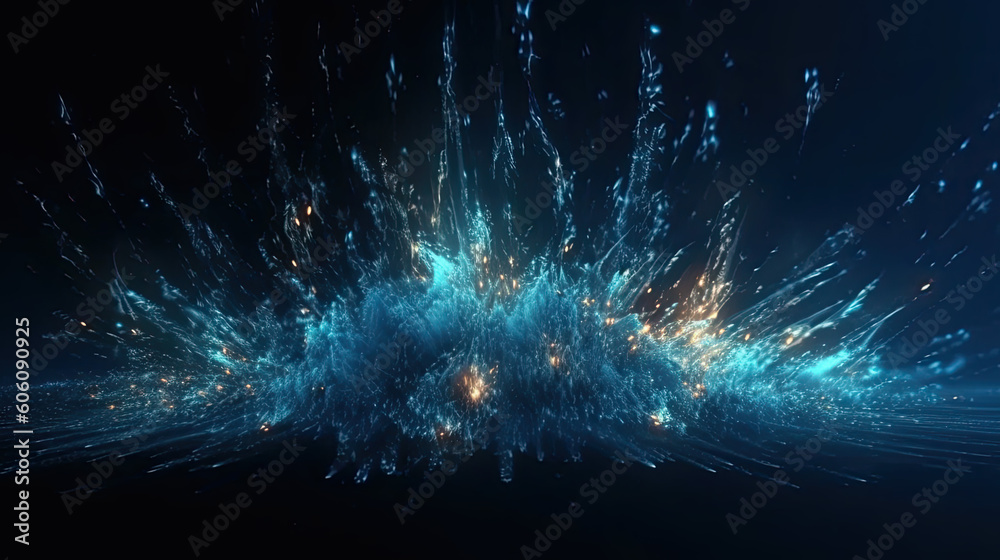 abstract blue explosion isolated on black background. Generative AI ...