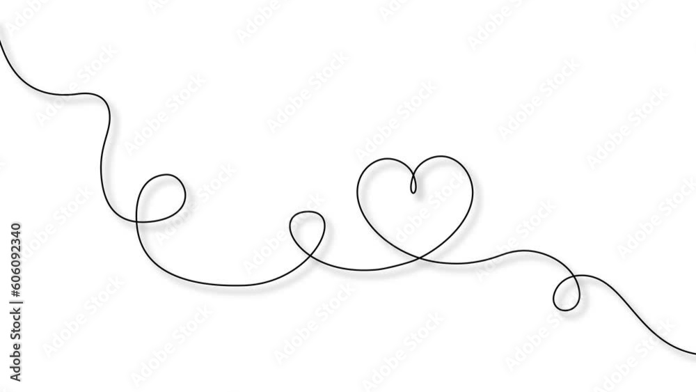 animated continuous single line drawing of heart shape isolated on ...