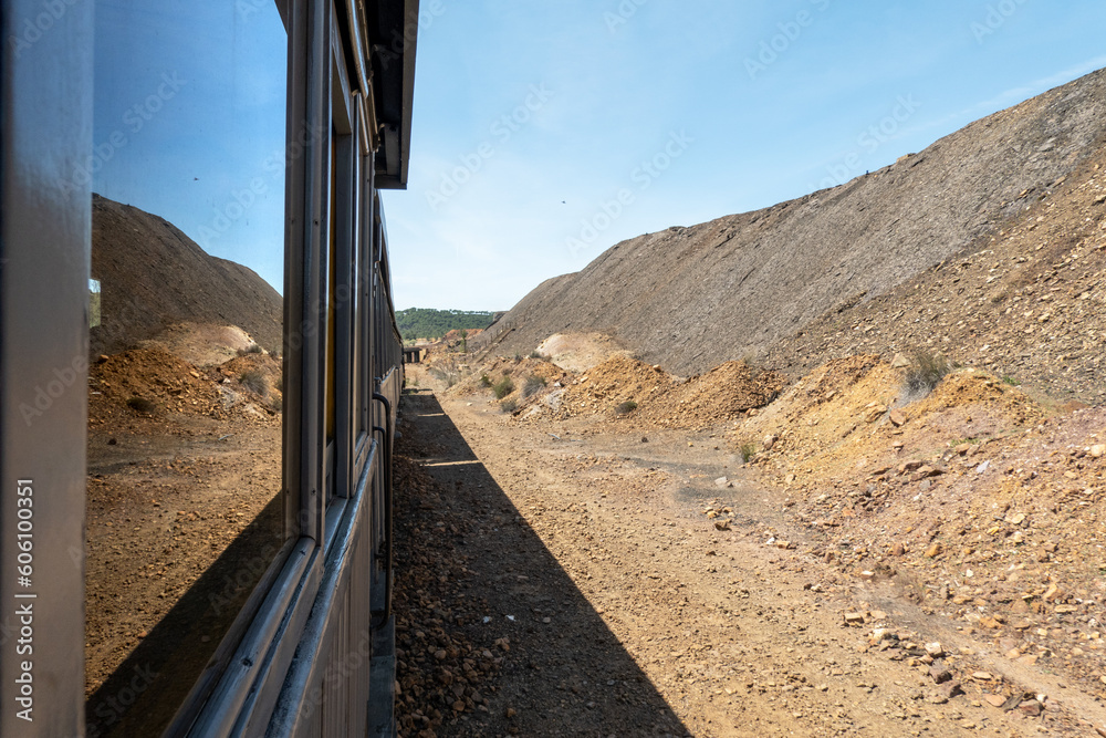 Waste dump in abandoned mines in Southern Spain, seen from a tourist ...