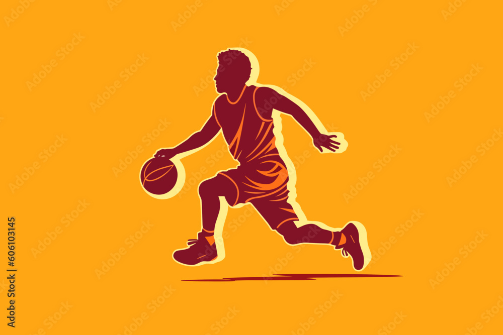 Doodle inspired Basketball player practicing drills, cartoon sticker ...