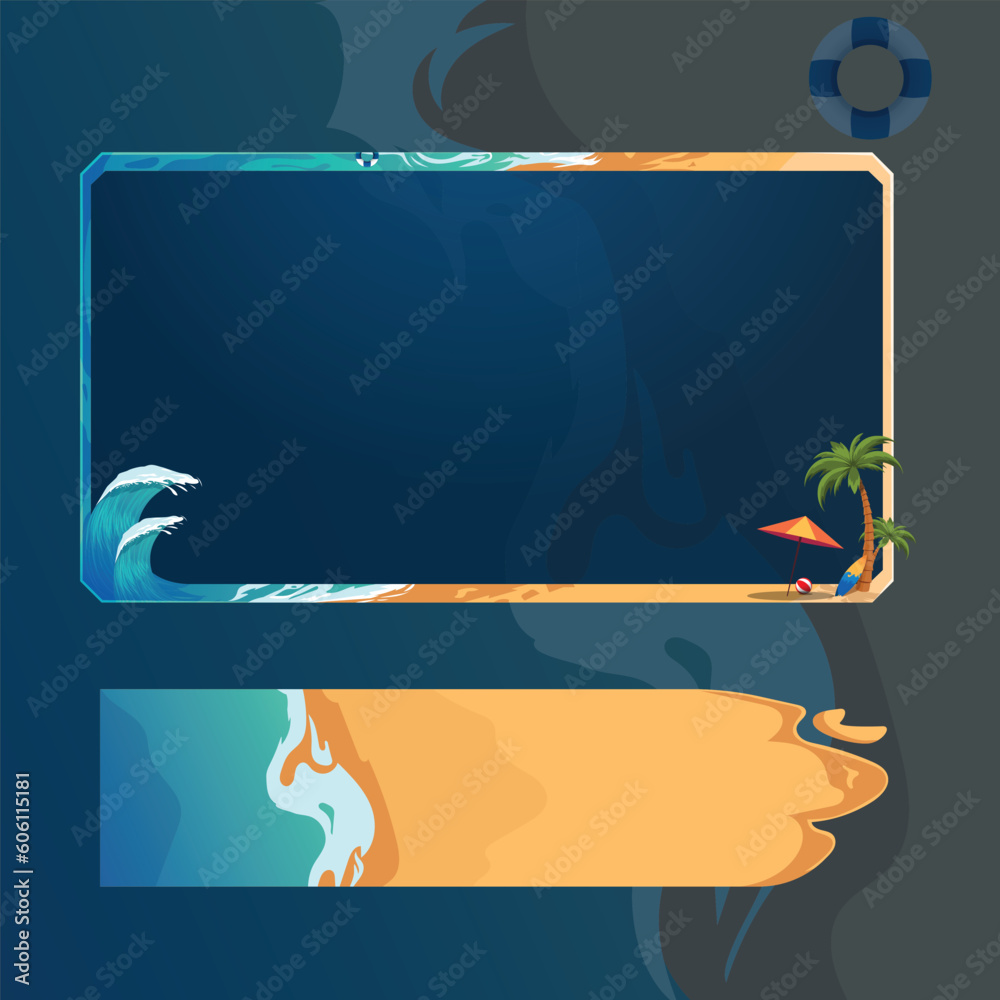 Beach party themed facecam overlay frame or boarder with matching ...