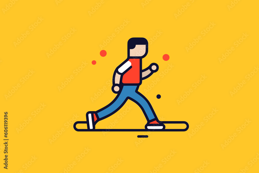 Doodle inspired Race walker walking with good posture, cartoon sticker ...
