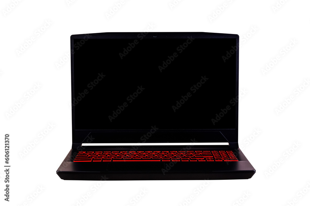 black mock up on a gaming laptop screen isolated on white background ...