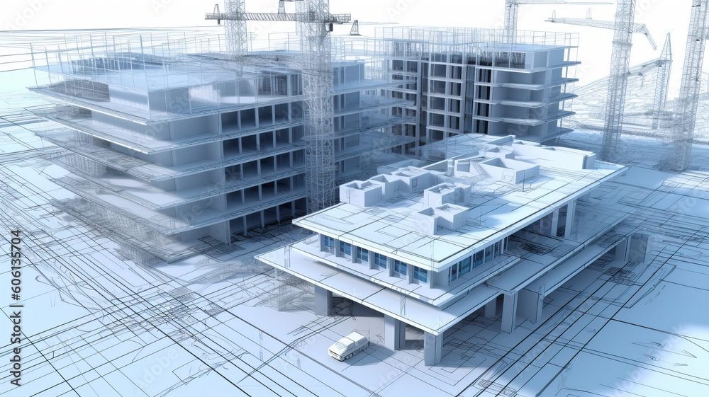Architecture using BIM technology, generative ai Stock Illustration ...