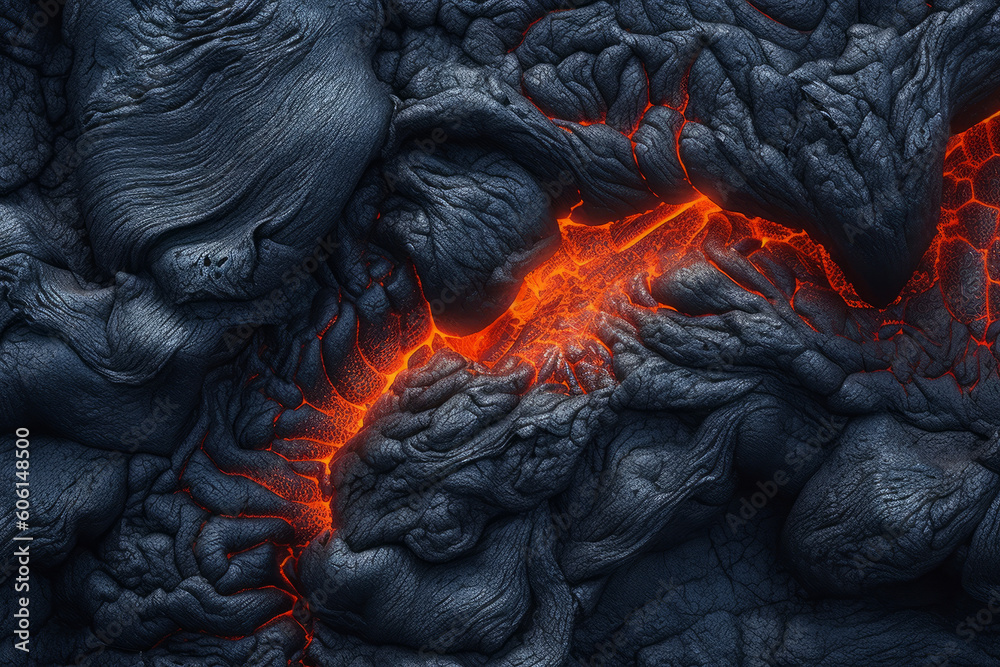 Slow lava flow from volcano, created with Generative AI Technology ...