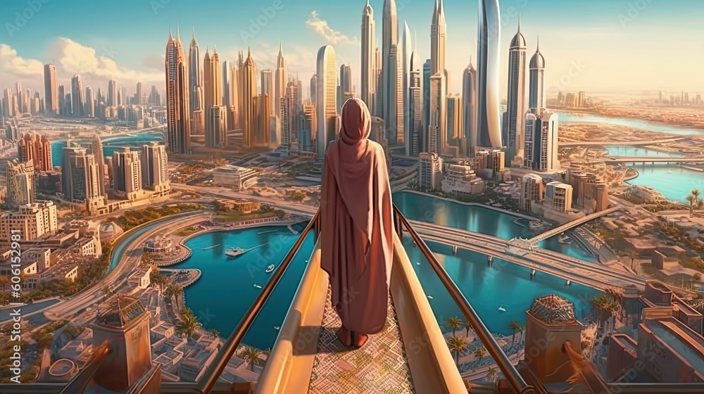 Exploring Dubai's Urban Landscape: A Muslim Woman's Perspective Stock ...