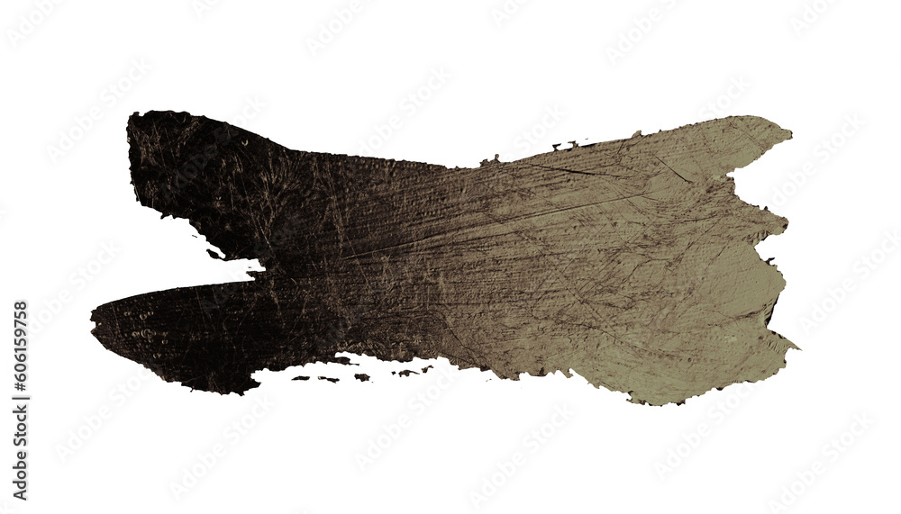 Black brown ink color smear brush stroke stain line blot on white ...