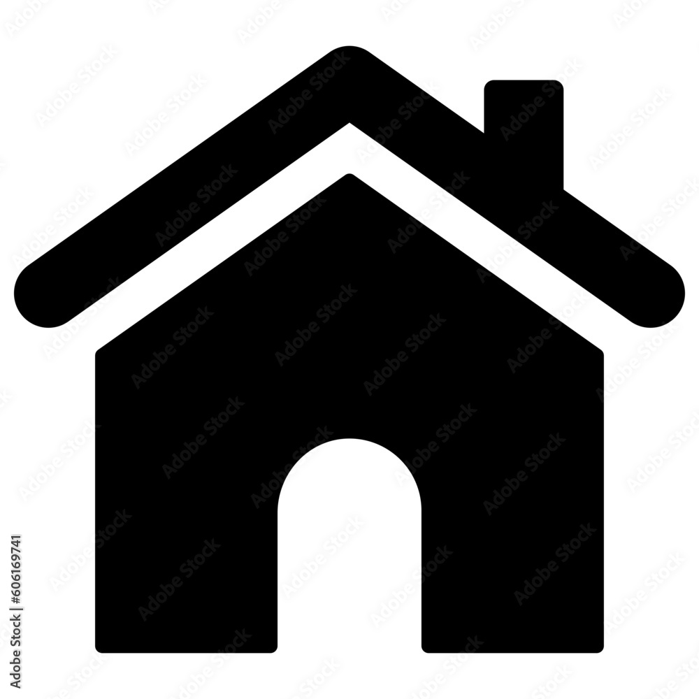 Black single house icon, simple style real estate flat design concept ...