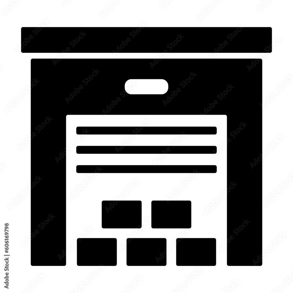 Black single warehouse icon, simple silhouette industrial building ...